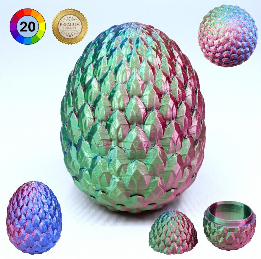 3D Printed Crystal Dragon Egg Container | Multi-color Storage (medium ...