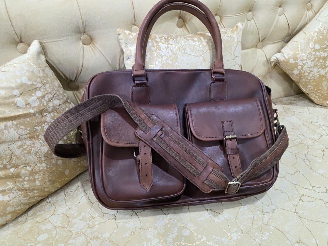 Handcrafted Cowhide Leather Laptop Bag, Leather Briefcase & Messenger ...