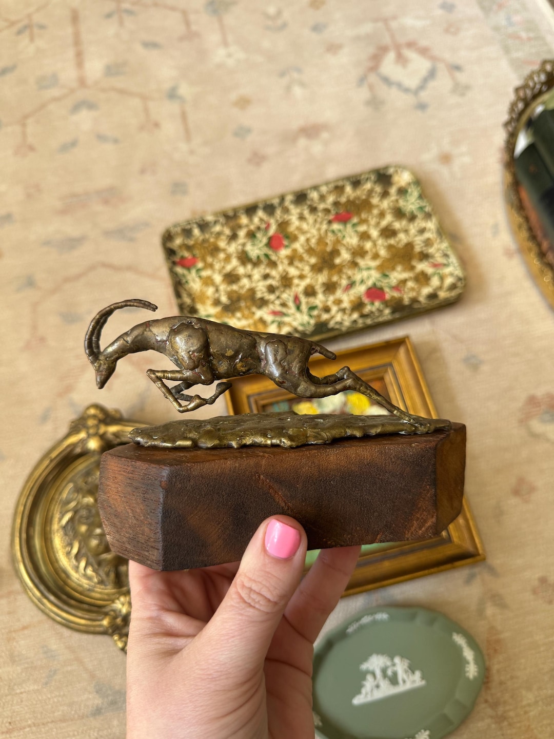 Vintage Bronze Ibex on Wood Base Signed - Etsy