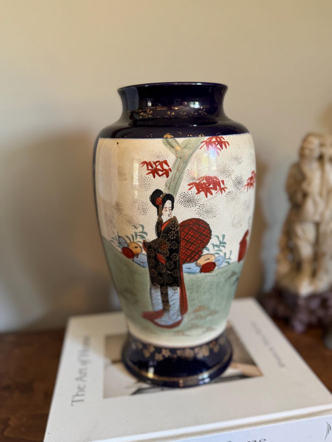 Satsuma Cobalt Blue Geisha Vase - Etsy