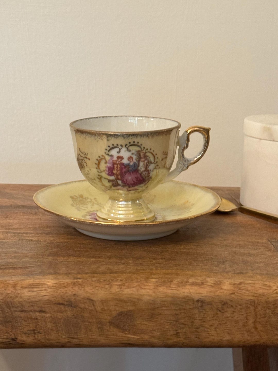 Vintage Romantic Teacup and Saucer Set | Rococo Courting Scene With ...