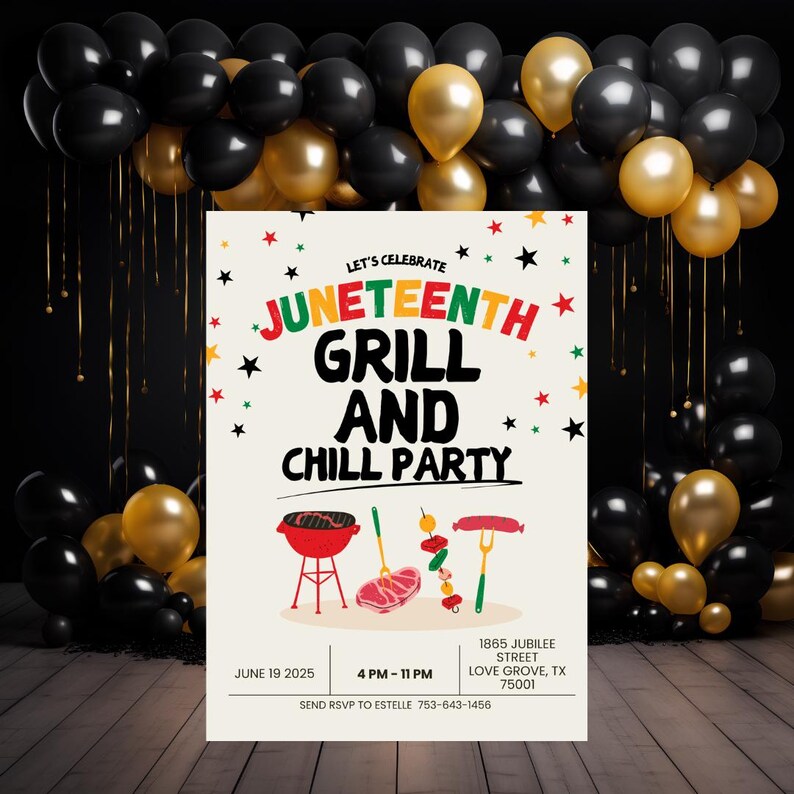 Juneteenth Cookout Invitation • Grill and Chill Party Template ...