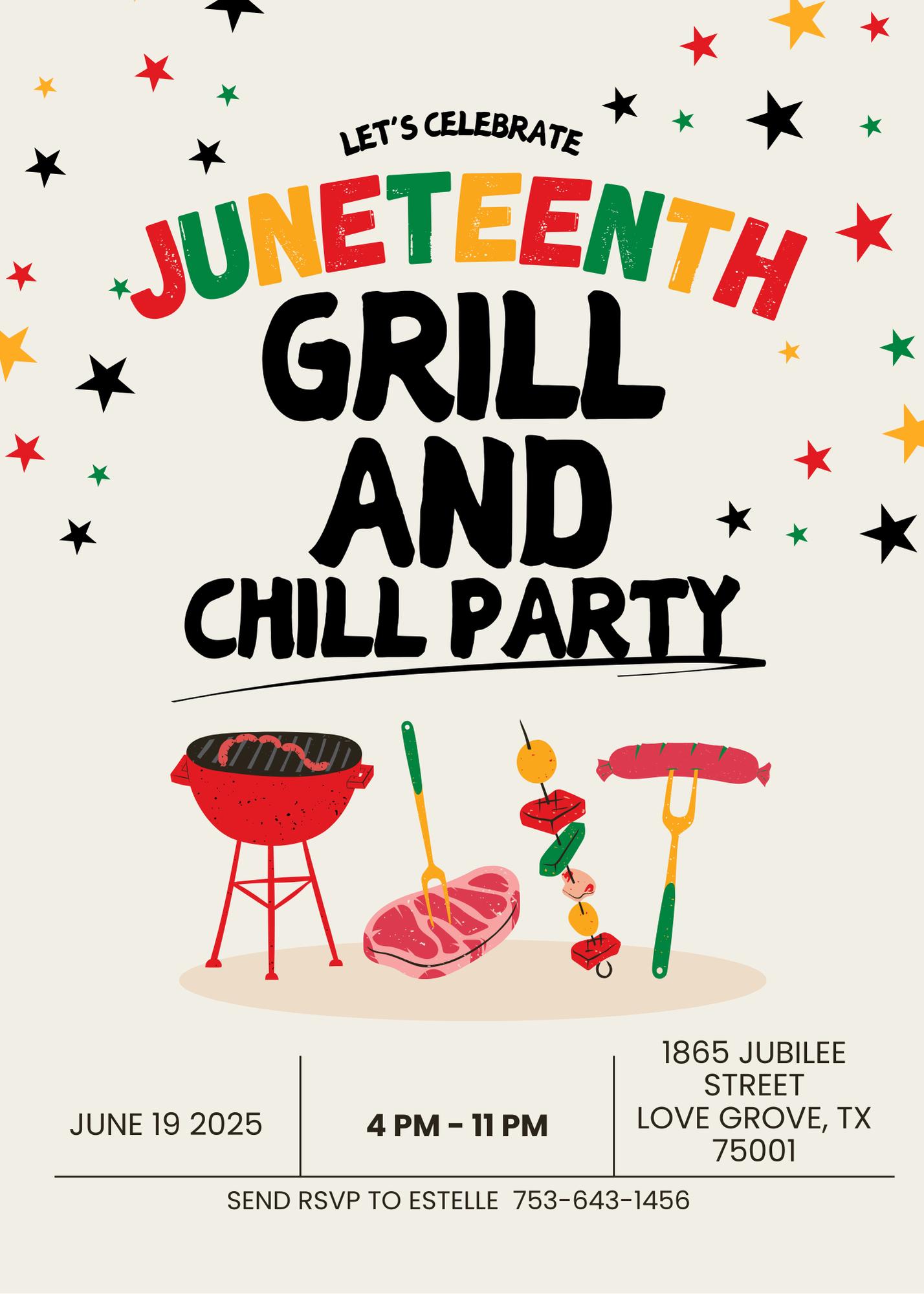 Juneteenth Cookout Invitation • Grill and Chill Party Template ...