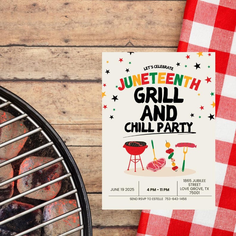 Juneteenth Cookout Invitation • Grill and Chill Party Template ...