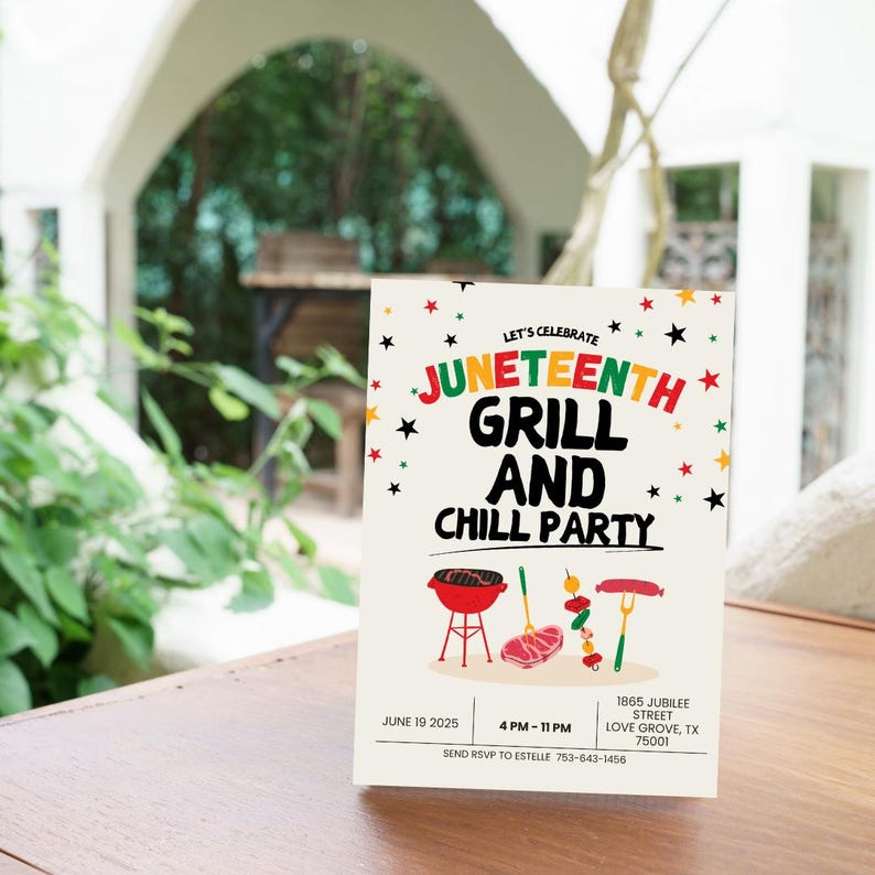 Juneteenth Cookout Invitation • Grill and Chill Party Template ...