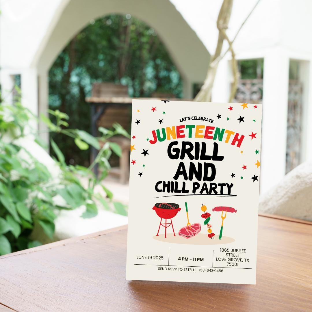 Juneteenth Cookout Invitation • Grill and Chill Party Template ...