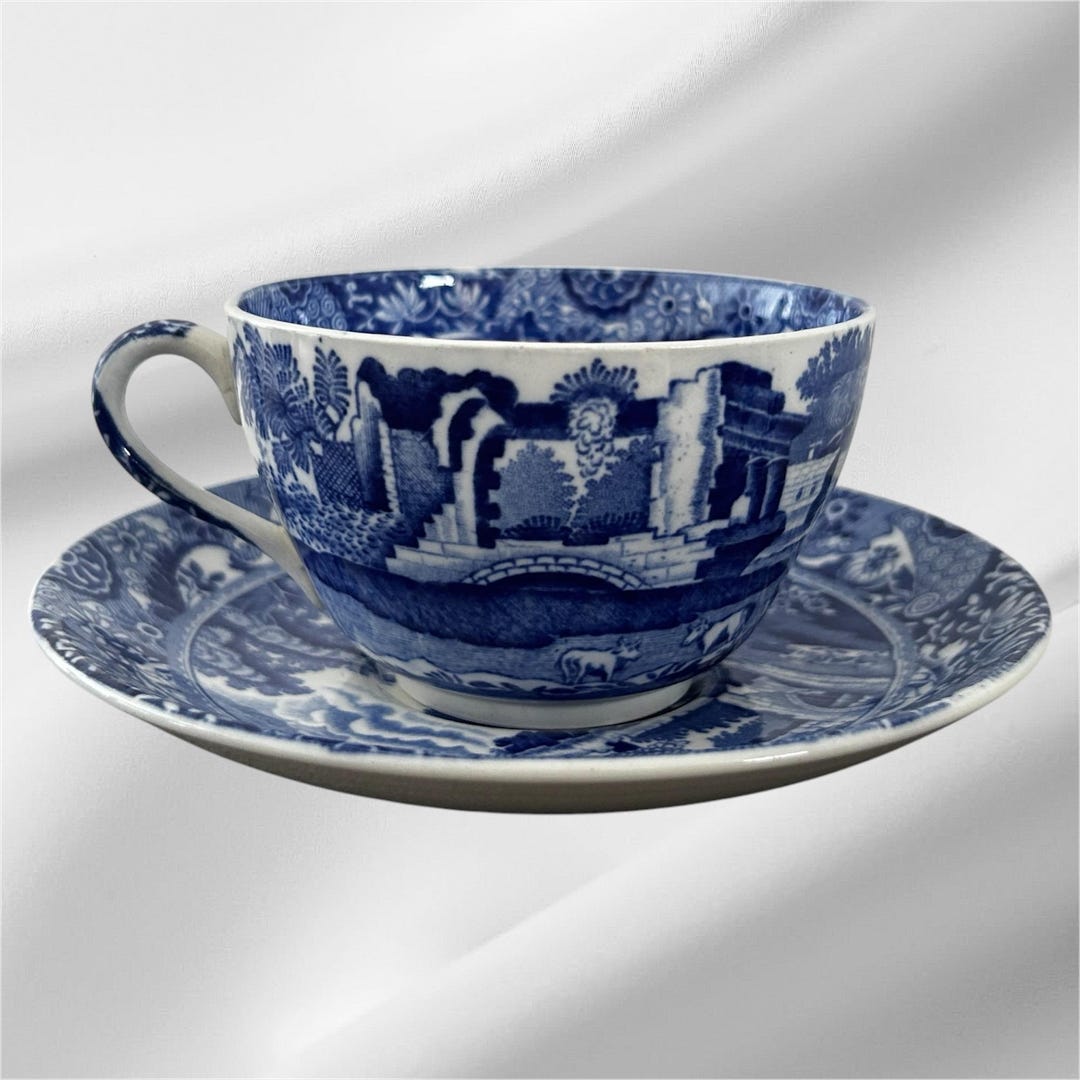 Vintage Copeland Spode Blue Italian Teacup and Saucer | Made in England ...