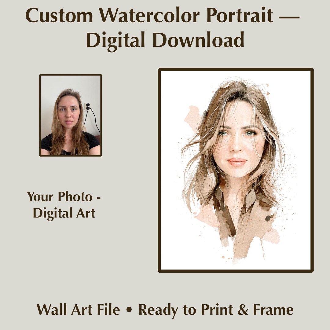 Custom Watercolor Portrait From Photo – Personalized Digital Art ...