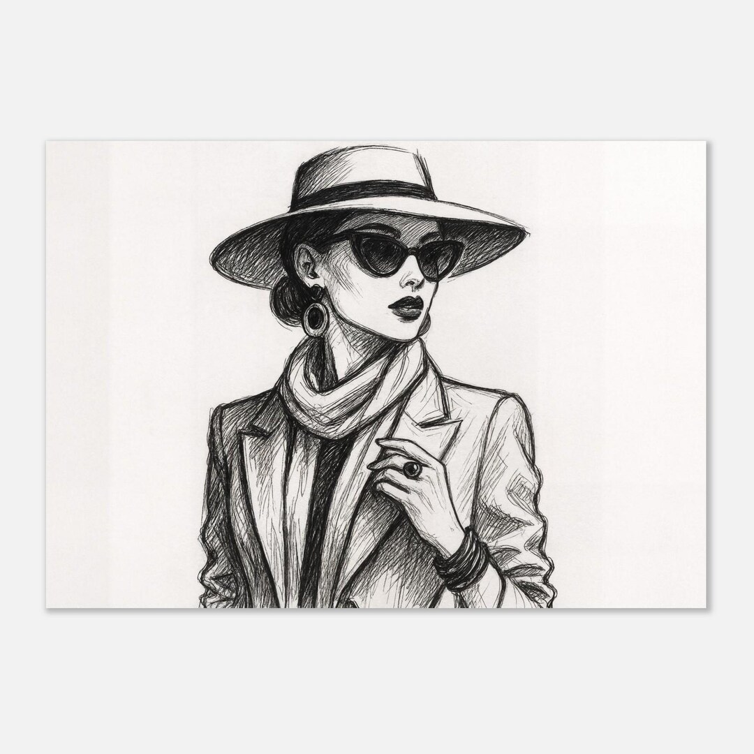 Chic Woman Sketch Print – Elegant Line Art Fashion Poster | Stylish ...