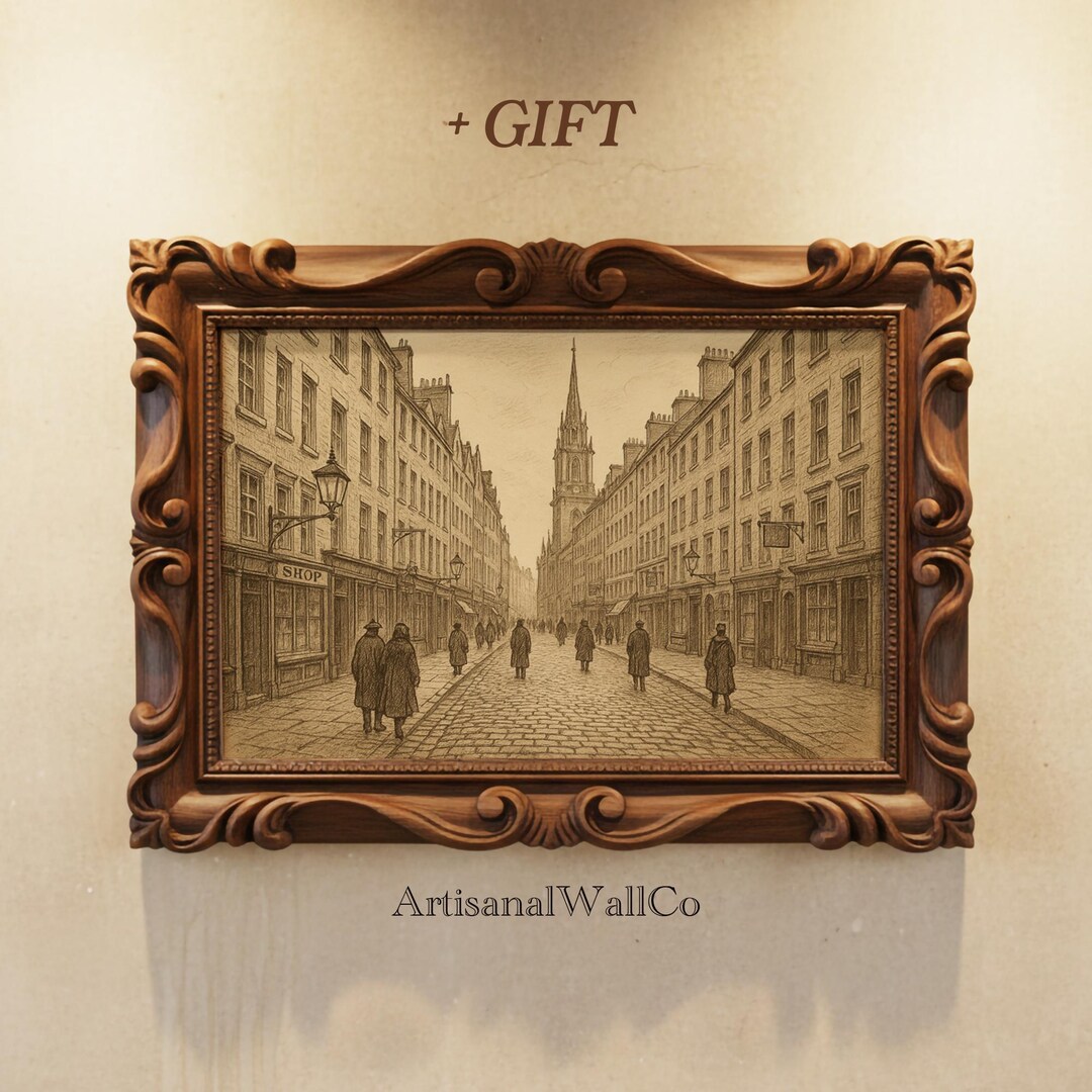 Edinburgh Royal Mile Sketch Print: Vintage Sepia Scottish Architecture ...