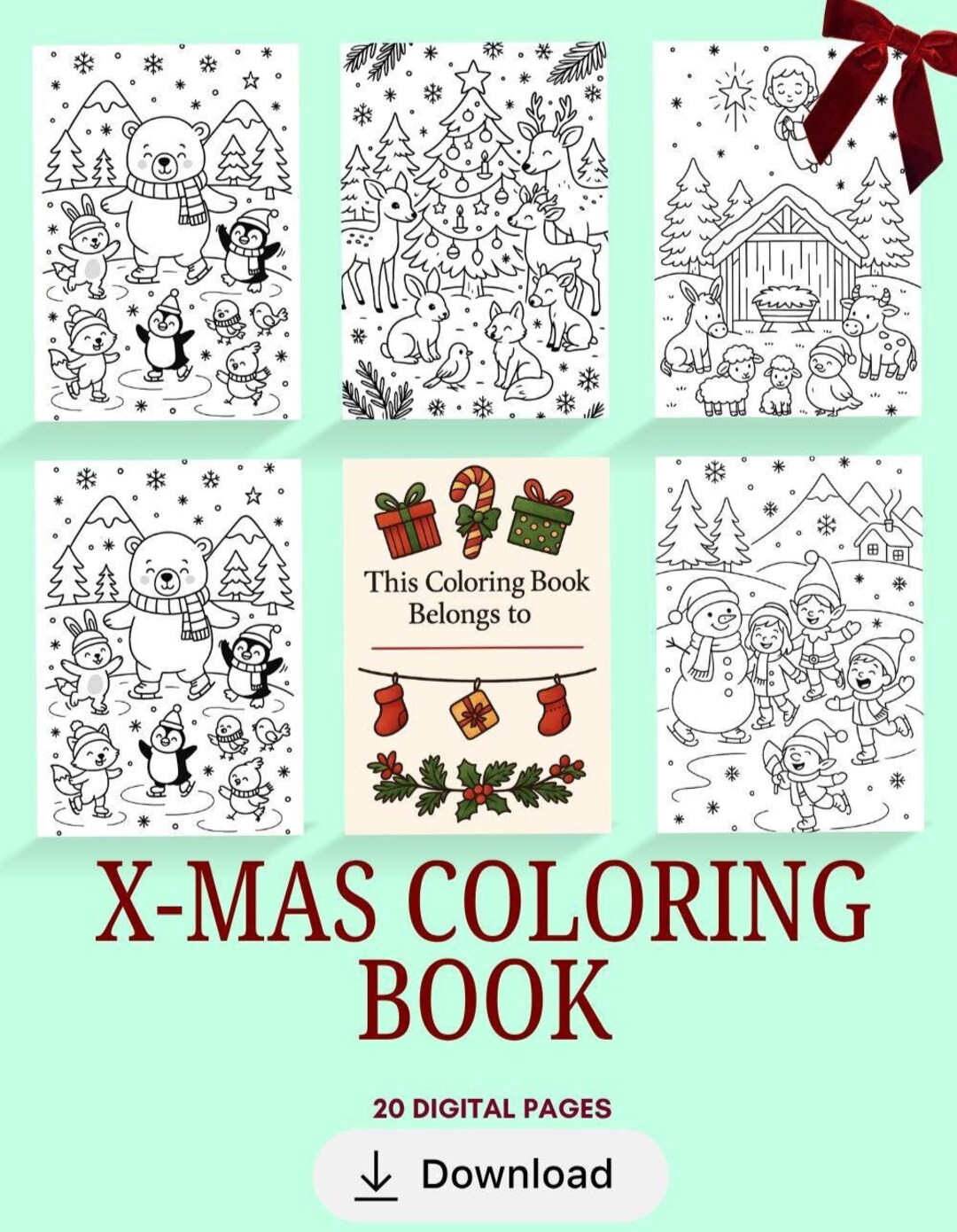 Personalized Winter Coloring Book | Holiday Kids Activity (digital ...