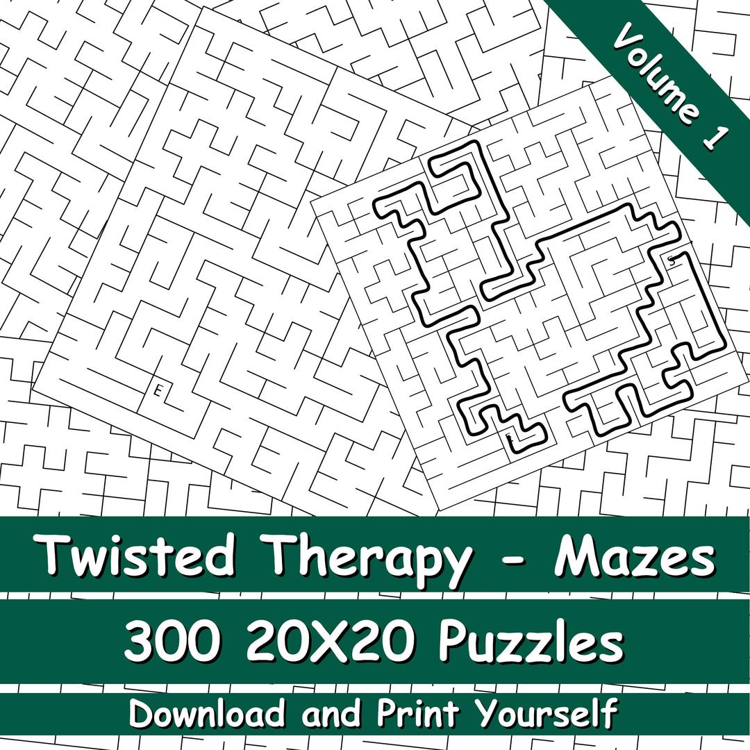 Twisted Therapy 300 Printable 20X20 Mazes Book for Adults, Kids, Gifts ...