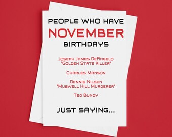 Serial Killer Birthday Card | Etsy UK