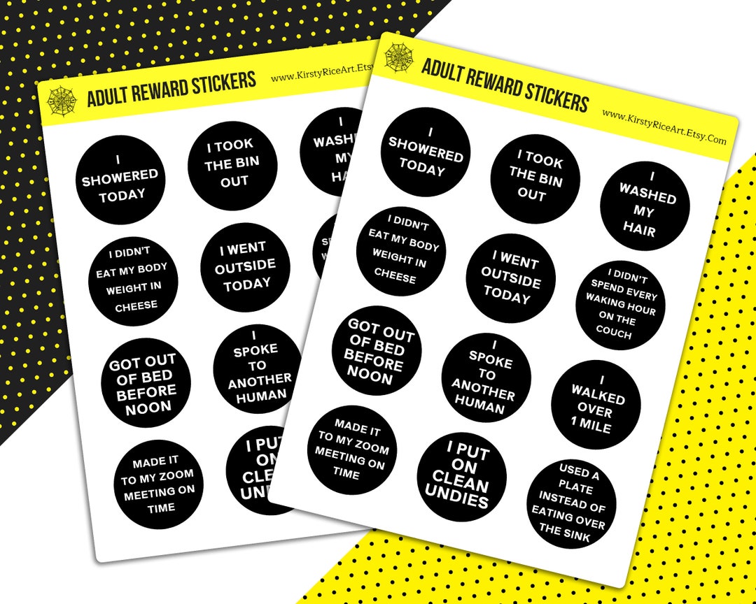 Adult Reward Stickers Set, Funny Lockdown Sticker Sheet | Adulting ...