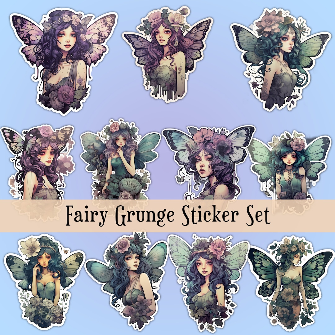 Fairy Grunge Sticker Set, Cottagecore Stickers, Witchy Gift for Her ...