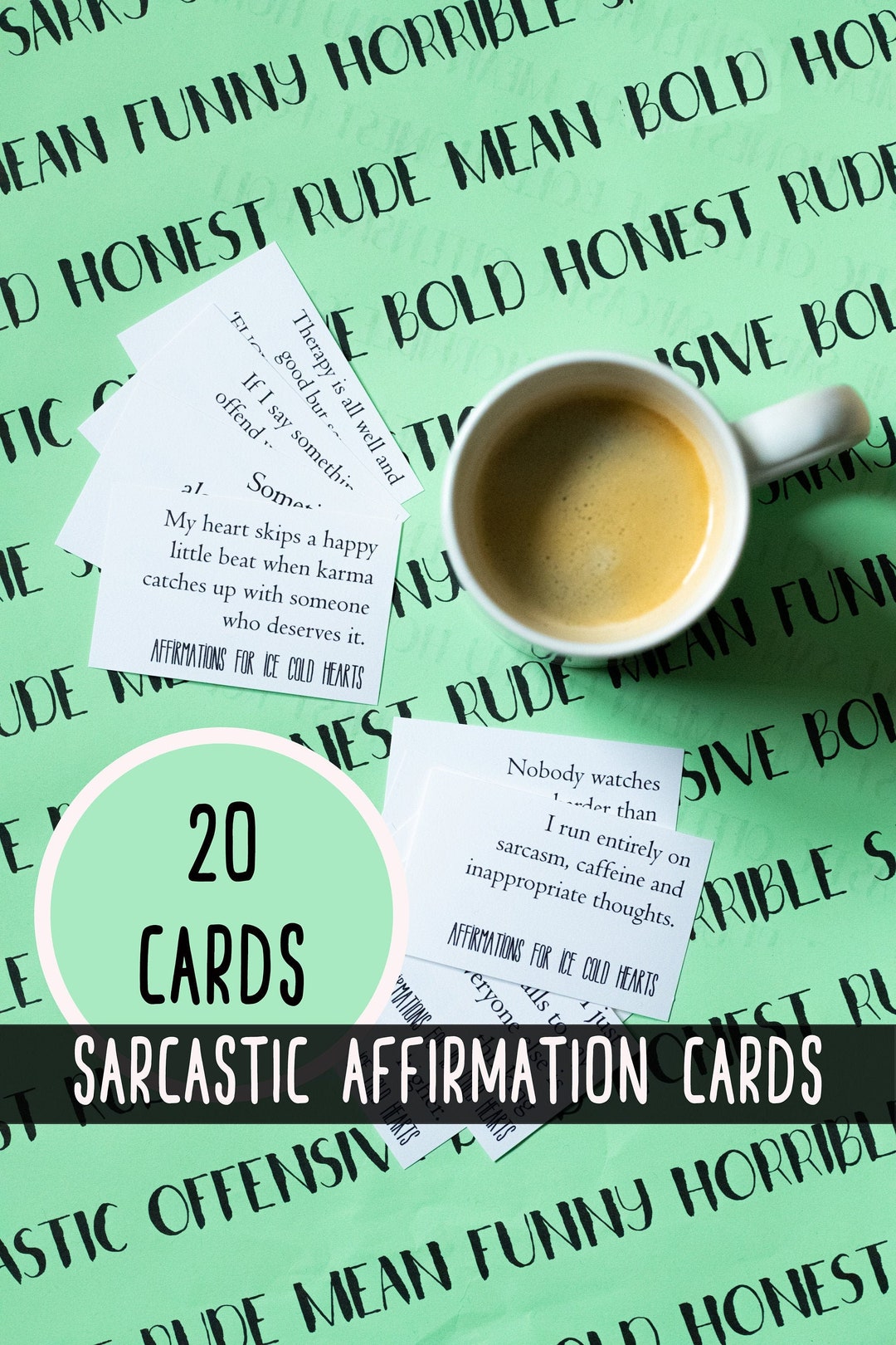 Sarcastic Affirmation Cards, Funny Motivational Cards, Rude ...
