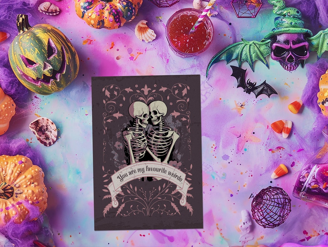 My Favourite Weirdo Gothic Anniversary Card - Skulls & Flowers Happy ...