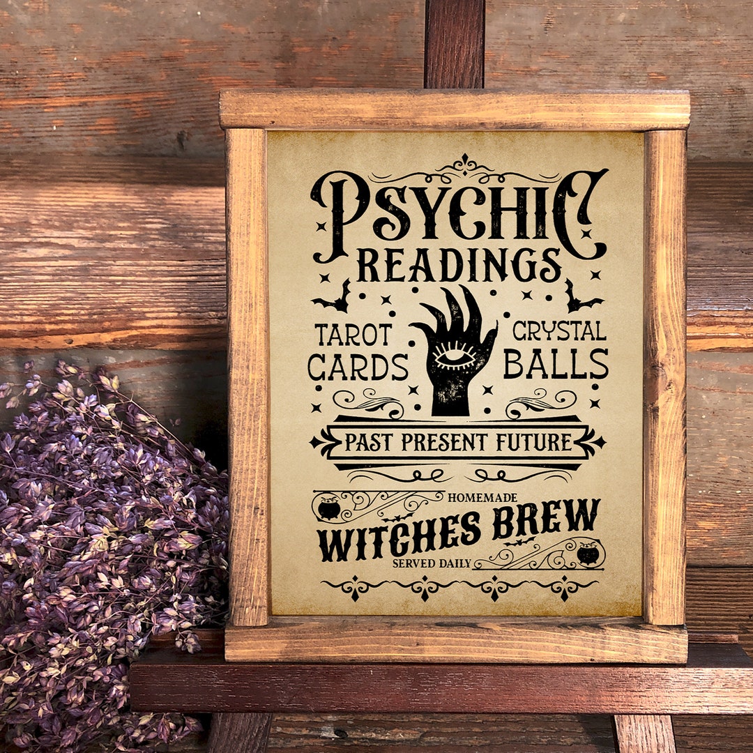 Vintage Style Fortune Teller Sign, Crystal Ball Sign, Halloween Sign ...