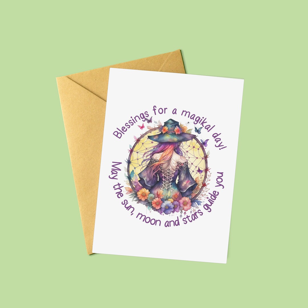 Witchy Birthday Blessings Card - Magikal Wiccan Pagan Witch Birthday ...