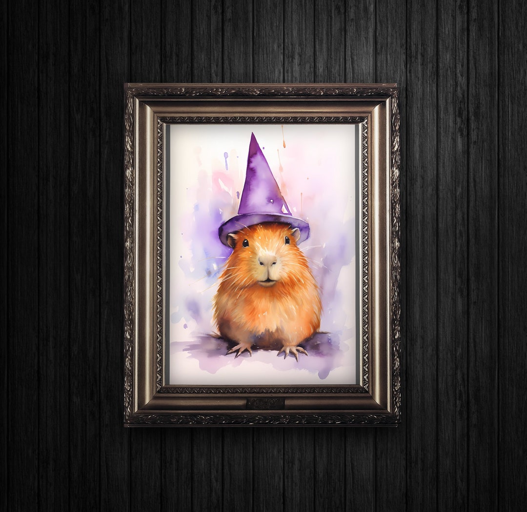 Witch Capybara Art Print Decor, Guinea Pig Print Present, Animal Art ...