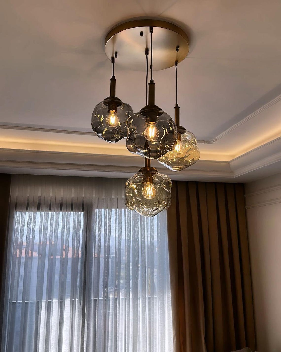 Trapezoidal Glass Pendant Light-modern Pendant Light- Blown Glass ...
