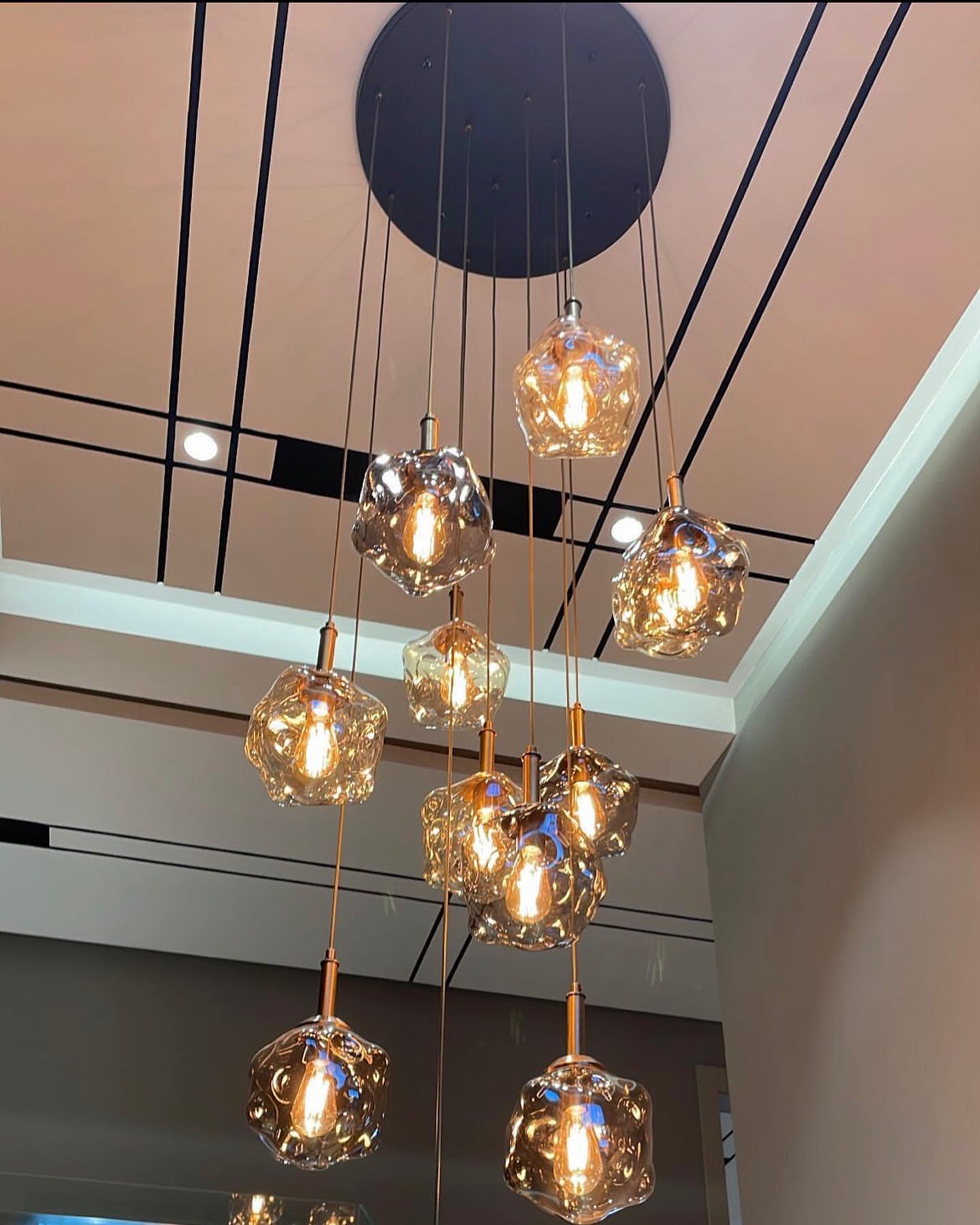 Curved Trapezoidal Glass Pendant Lighting-modern Pendant Light- Blown ...