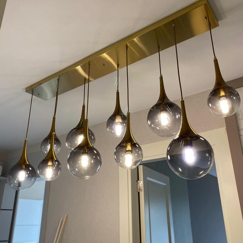Modern Pendant Lighting- Blown Glass Pendant Chandelier - - Etsy