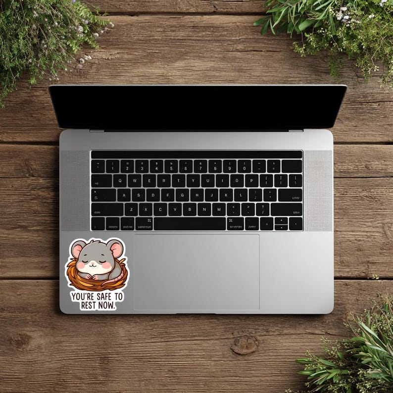 Chibi Mouse Sticker & Emotional Support Quote for Laptop, Journal and ...