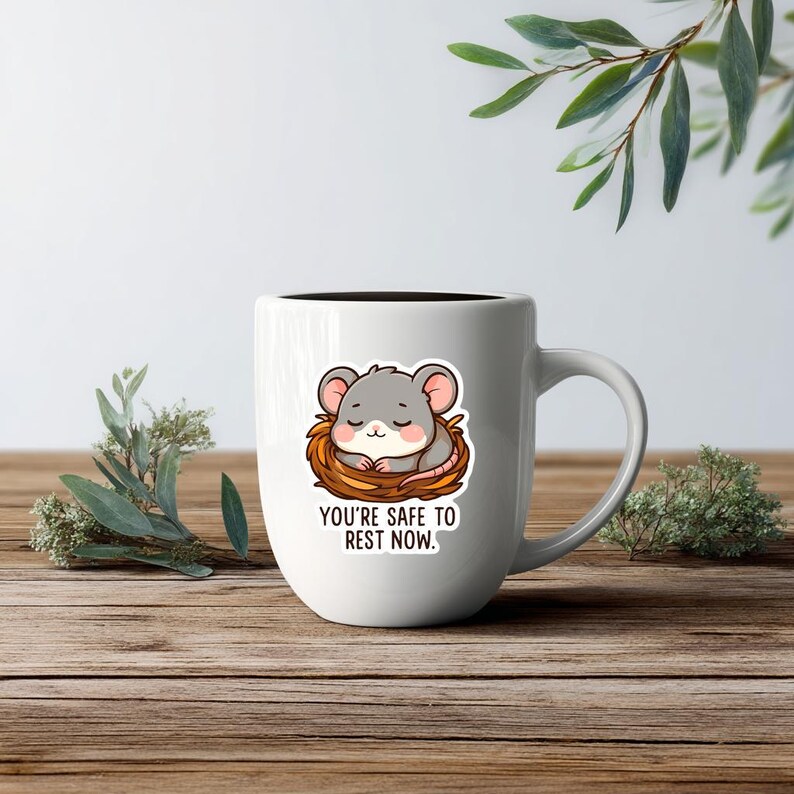 Chibi Mouse Sticker & Emotional Support Quote for Laptop, Journal and ...