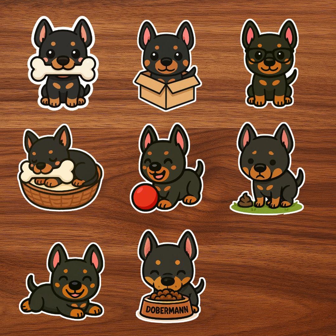 Dobermann Puppy Sticker in Chibi Style, "for Dog Lovers", Perfect for ...