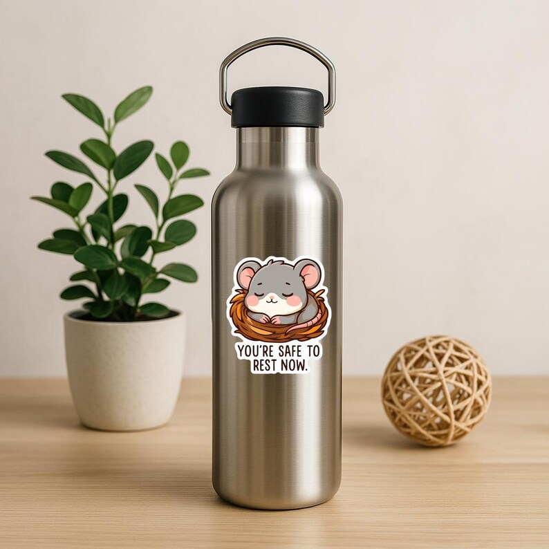 Chibi Mouse Sticker & Emotional Support Quote for Laptop, Journal and ...