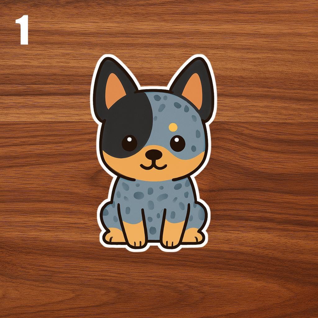 Blue Heeler Sticker & Chibi Dog Decal – “puppy Emotions Included” for ...