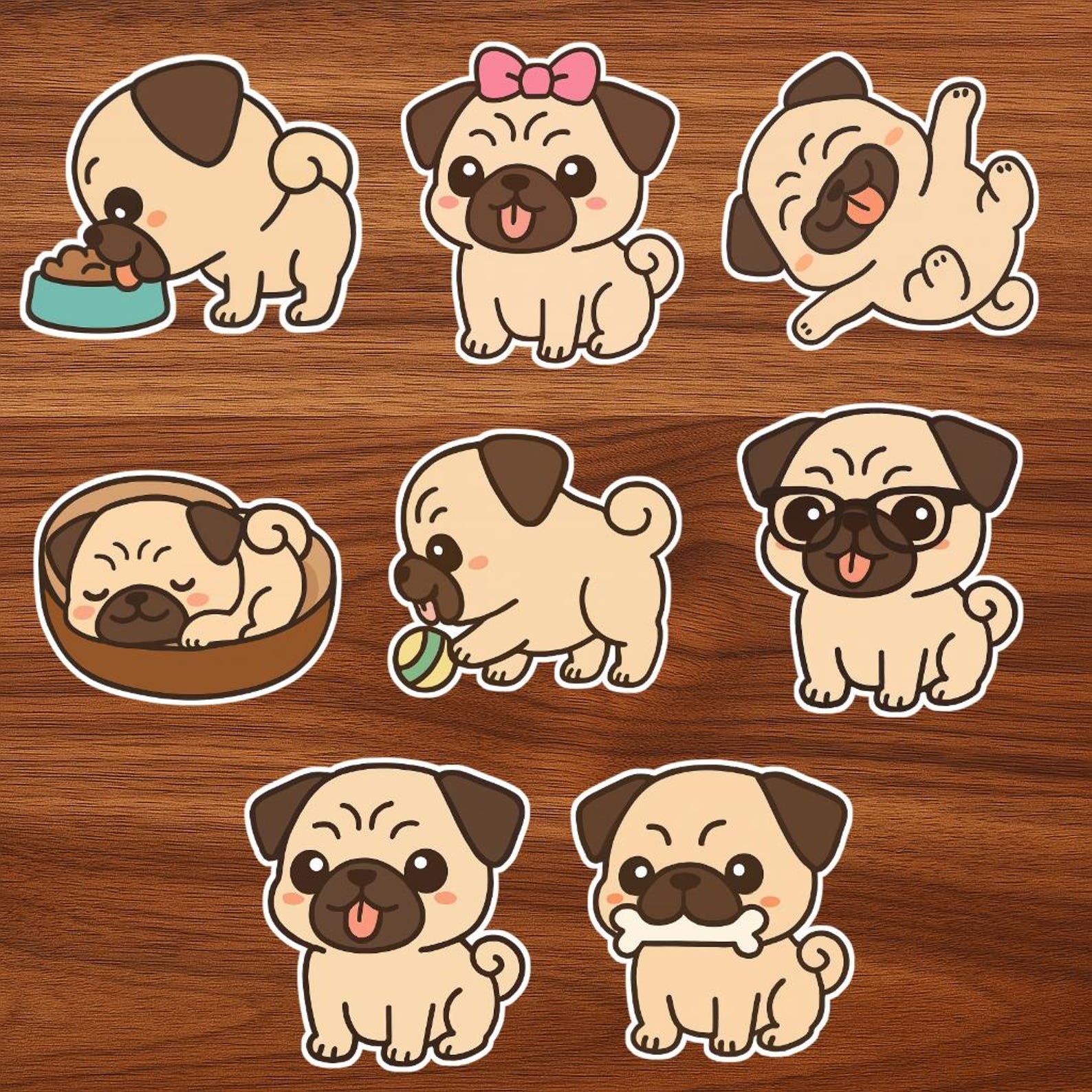 Chibi Pug Sticker – "for Dog Lovers With Humor" in Puppy Style ...