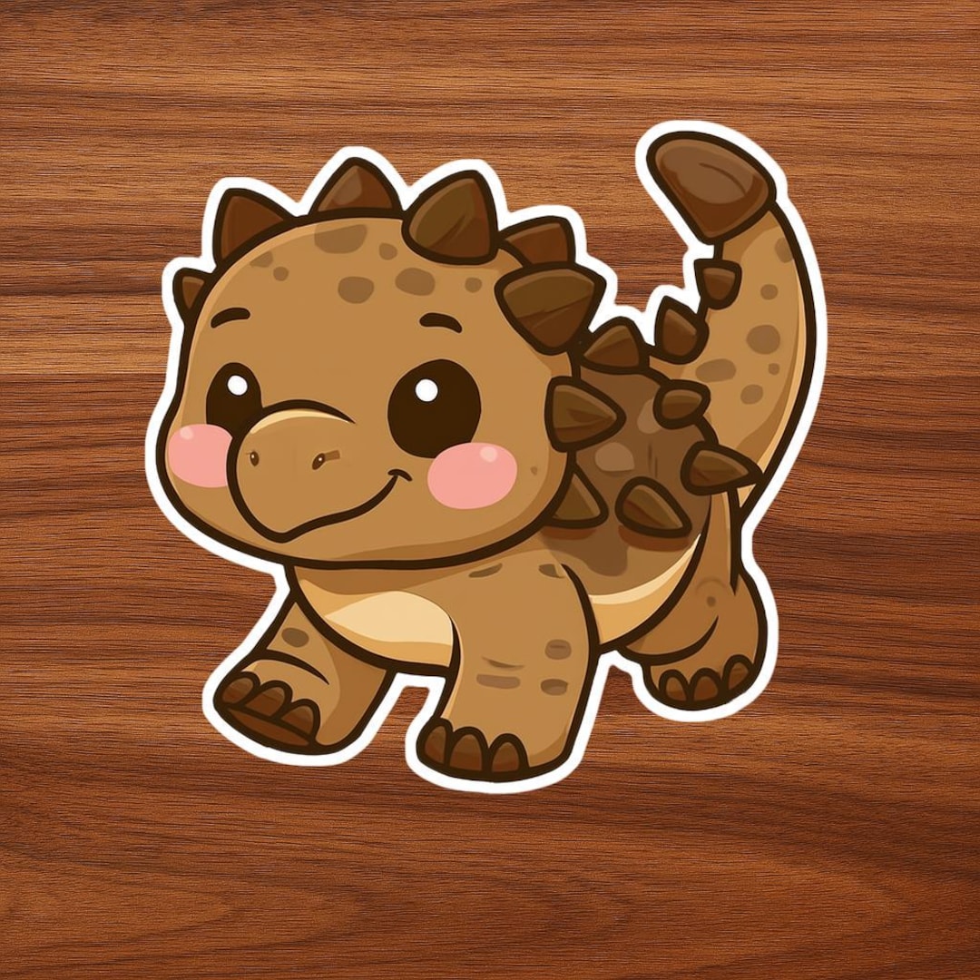 Chibi Ankylosaurus Sticker & Cute Dino Design for Laptop, Journal and ...