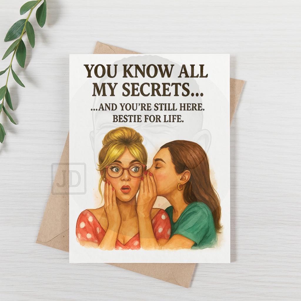 Funny Bestie Birthday Card: Watercolor Parody Design (digital Download ...