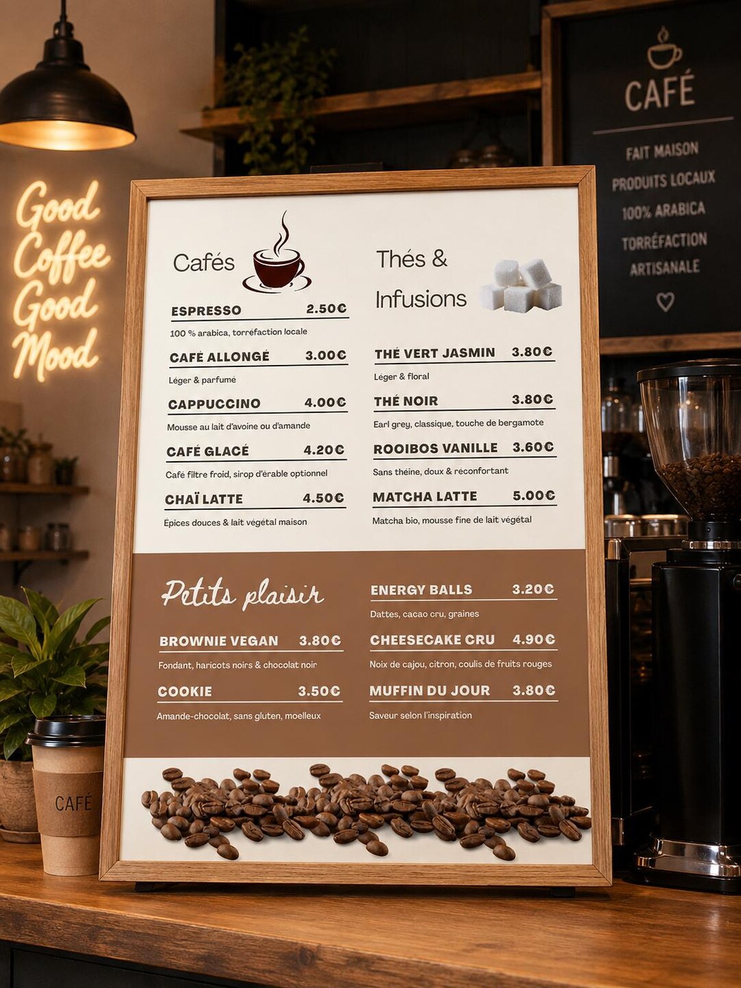 Editable Coffee Shop Menu Template Canva – Minimal Café Menu Sign ...