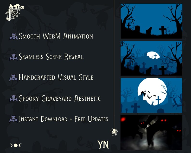 Graveyard Nightfall Stream Transition| Spooky Halloween Twitch Stinger ...
