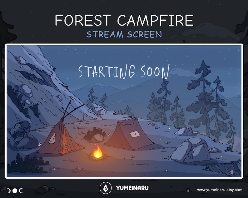 TWITCH Animated Starting Soon | Forest Campfire – Cozy Chill Mountain ...