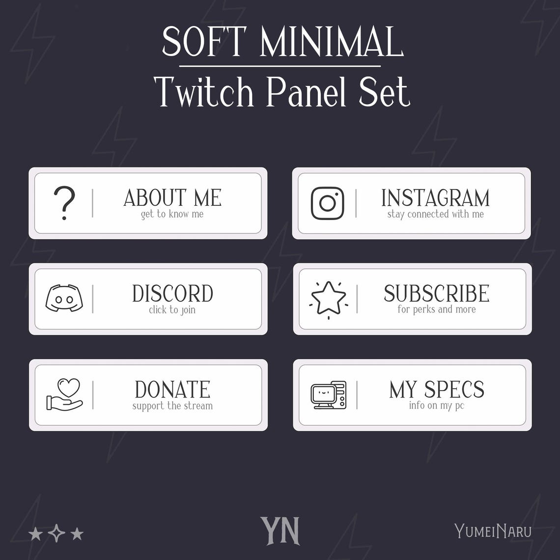 Soft Minimal Twitch Panel Set — 35x Clean Panels for Streamers | Kick ...