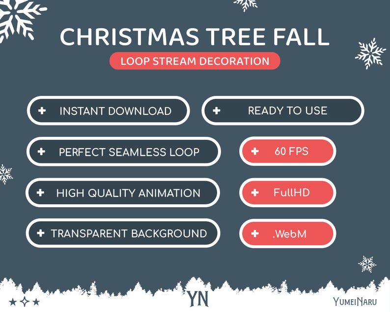 Animated Christmas Tree Fall Stream Overlay: Looping Video for Twitch ...