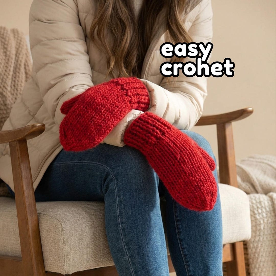 Easy Knit Mitten Pattern, Beginner Acrylic Mittens (PDF Pattern) - Etsy