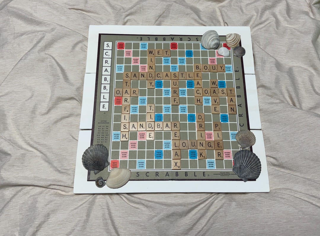 Reclaimed Wood Scrabble Wall Art | Beach Themed Word Board With ...