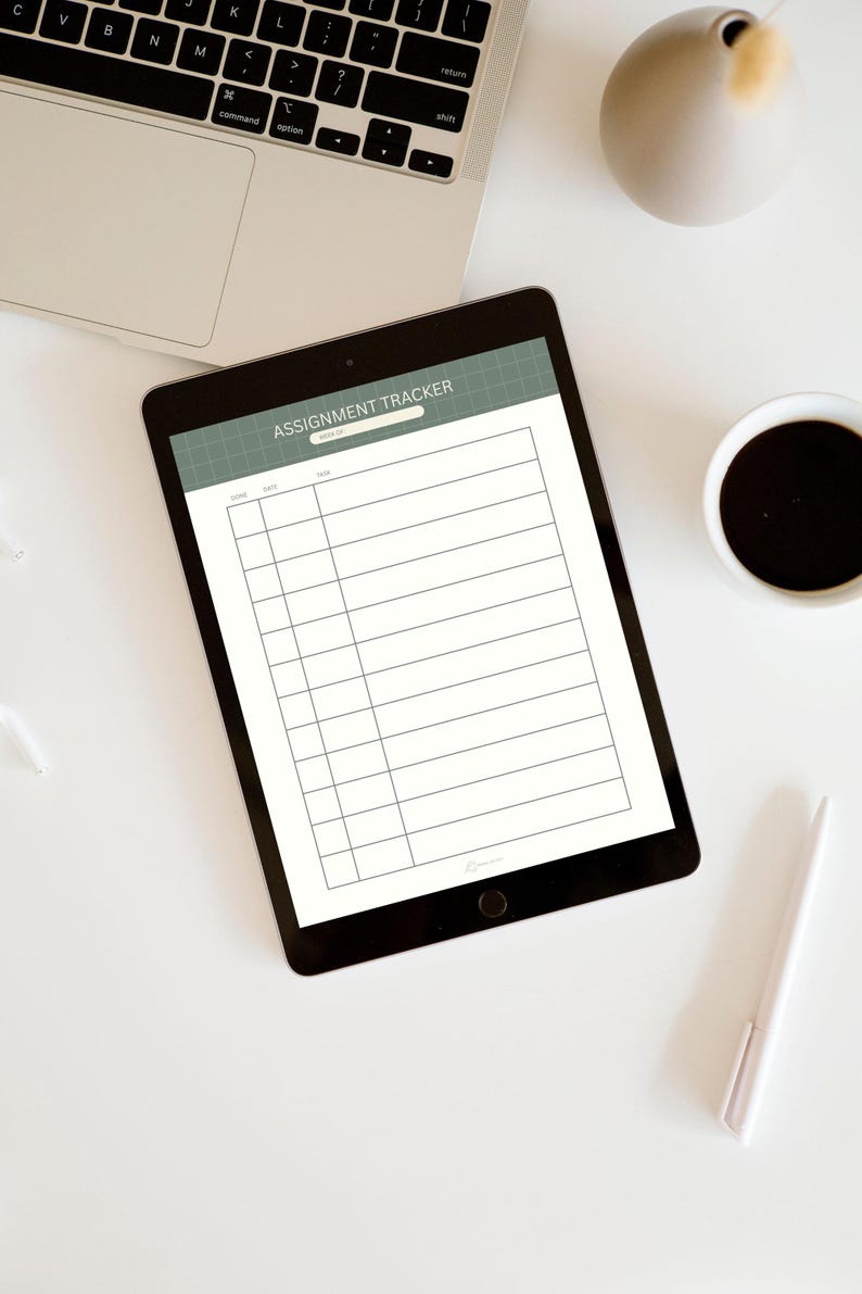 Daily & Weekly Assignment Tracker Sage Green | Printable Student ...