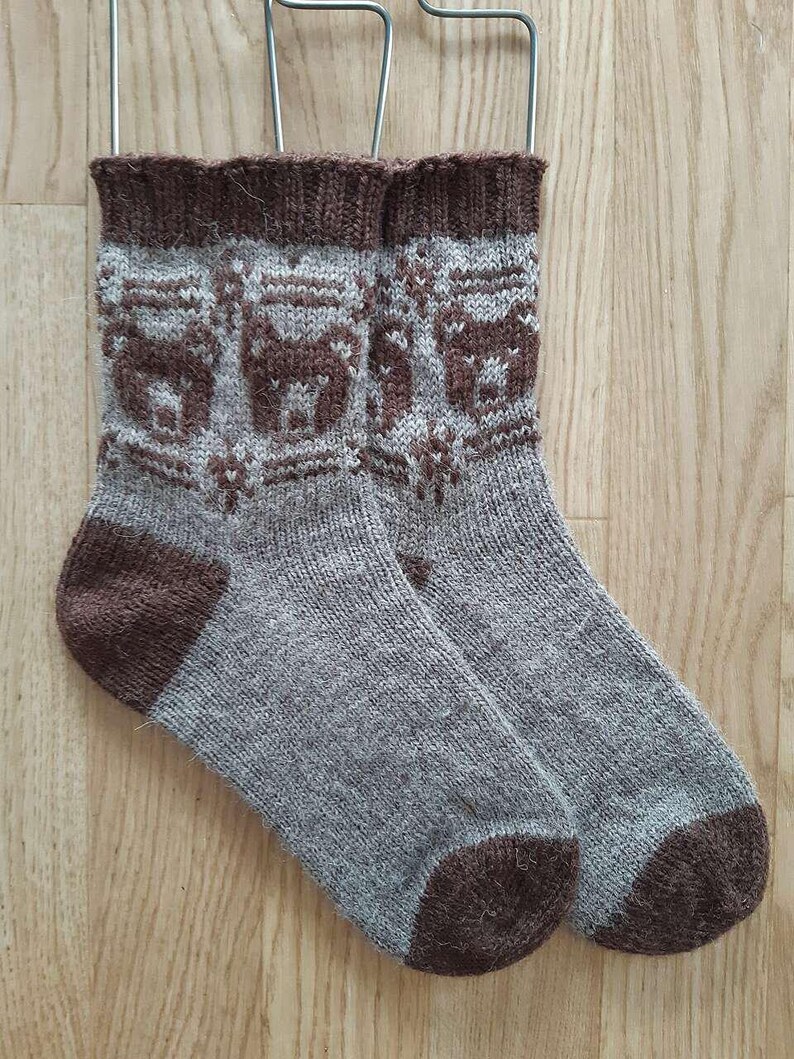 Knit Bear Sock Stranded Colorwork Pattern Fair Isle PDF - Etsy