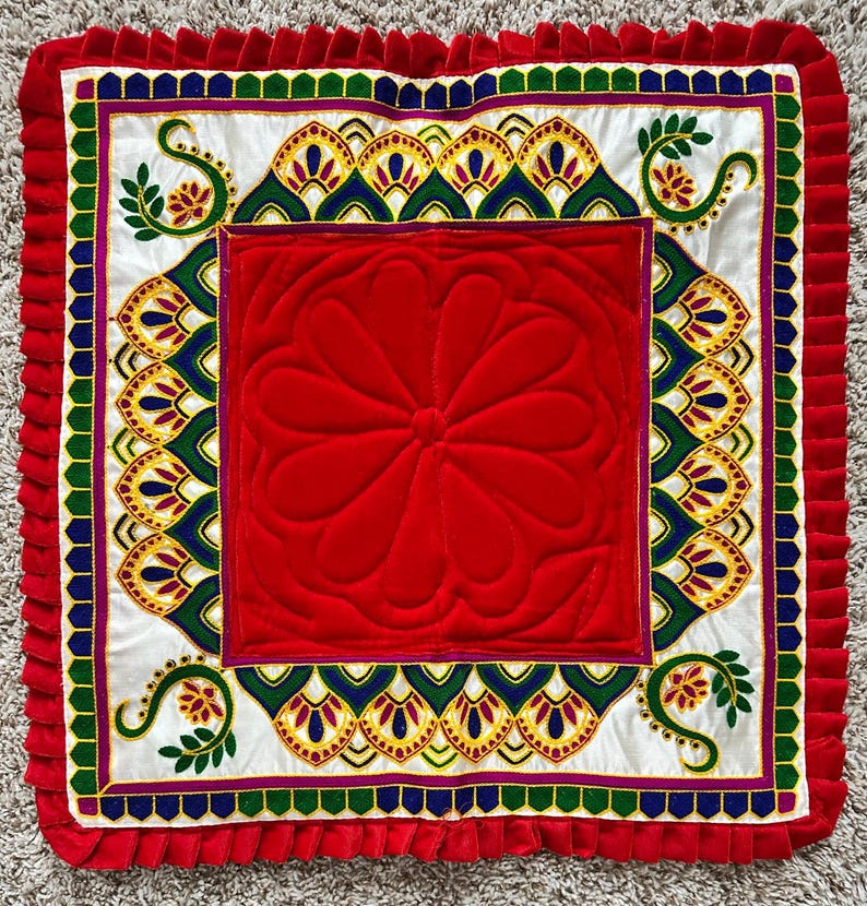 Rajwadi Velvet Pooja Asan: Indian Prayer Mat With Traditional ...