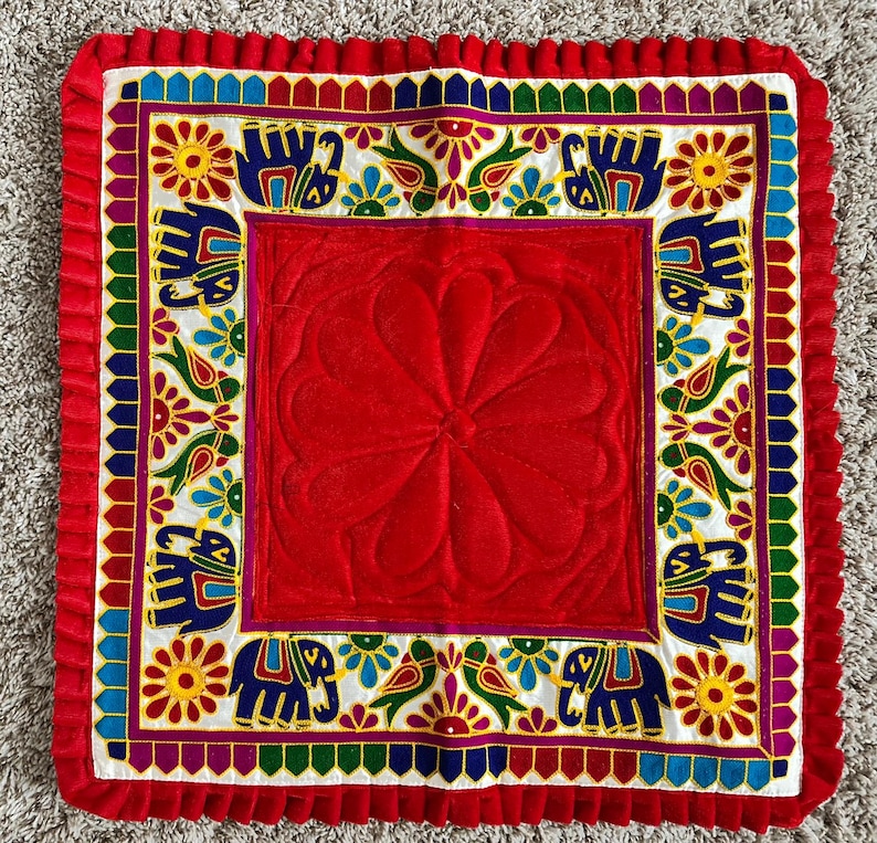 Rajwadi Velvet Pooja Asan: Indian Prayer Mat With Traditional ...