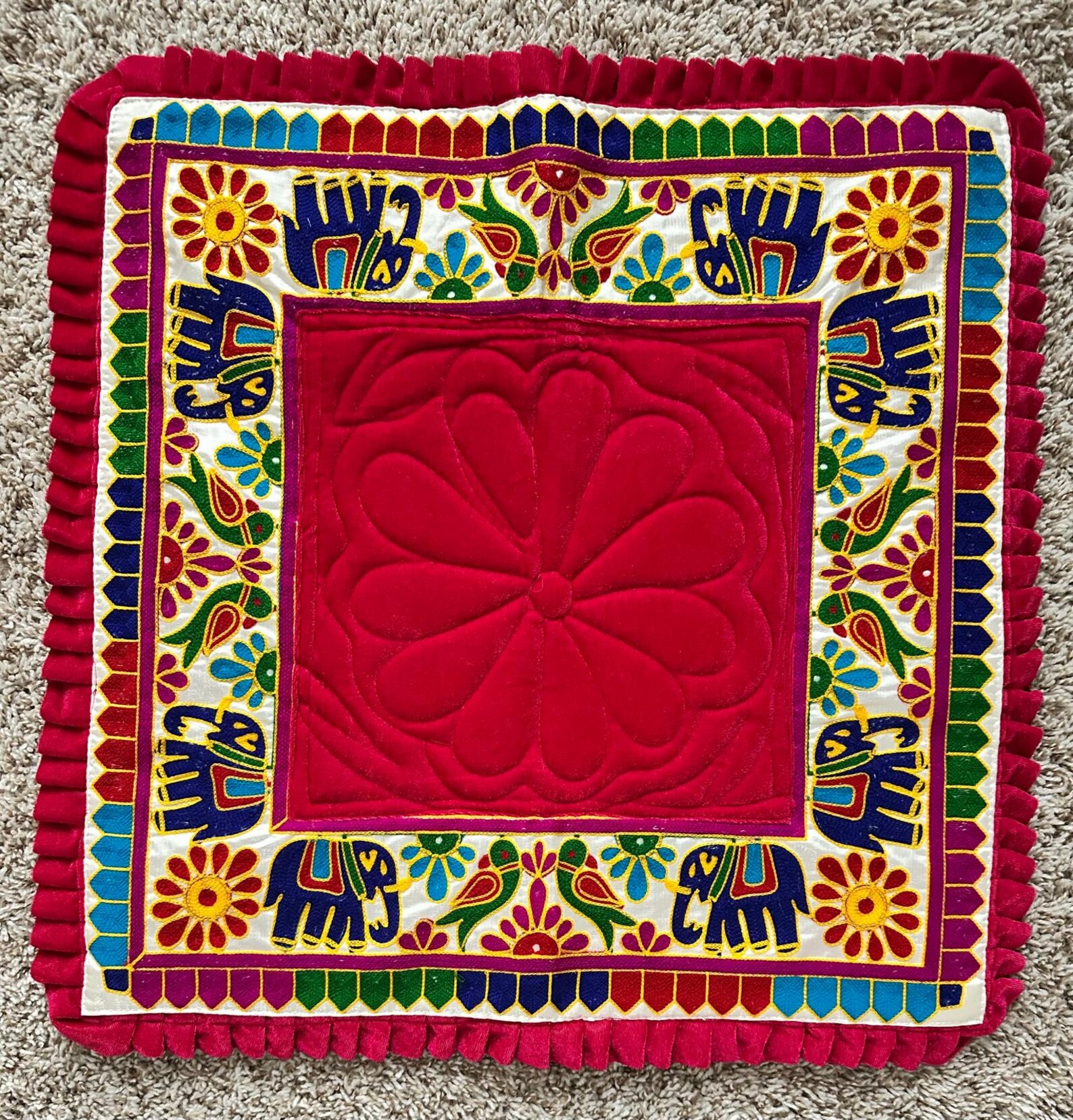 Rajwadi Velvet Pooja Asan: Indian Prayer Mat With Traditional ...