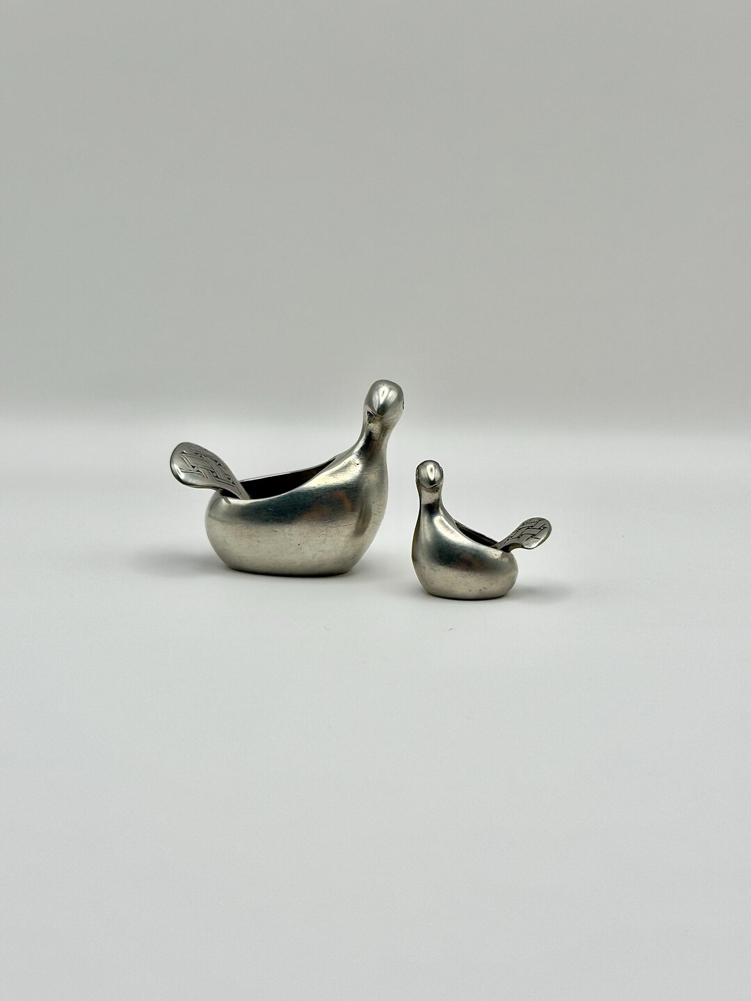 Vintage Rare Pewter Bird Salt Cellars: Mid-century Modern Scandinavian ...
