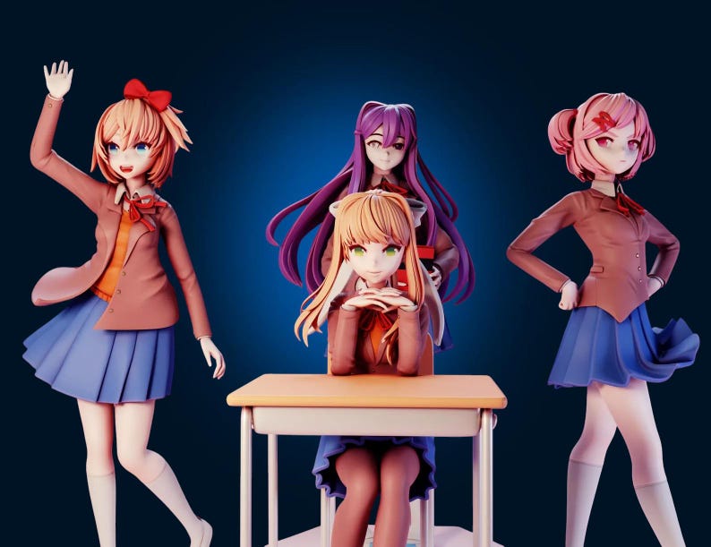 Doki Doki Literature Club, 3D Painted Figures, Action Figurines ...