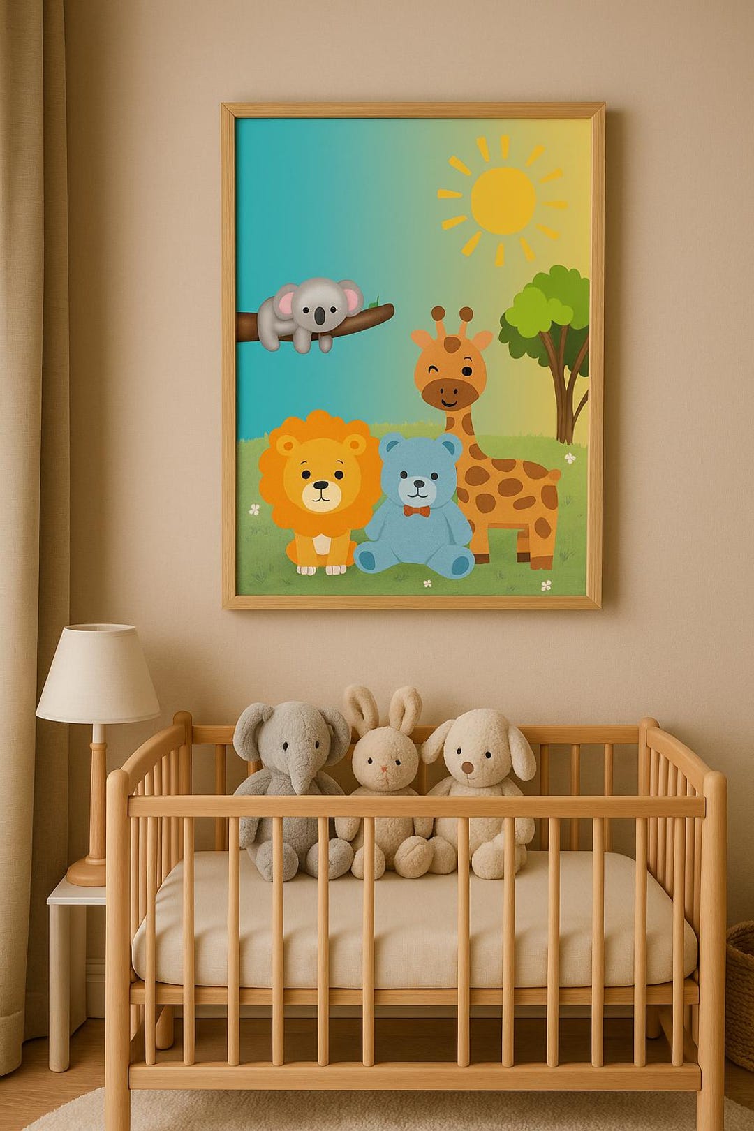 Safari Nursery Wall Art Printable - Jungle Animal Crib Decor | Cute ...